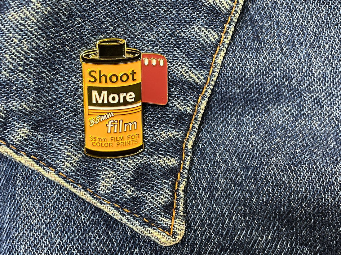 Shoot More 35mm Film - Enamel Pin - Analogue Wonderland