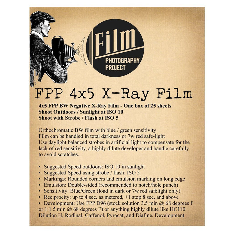 FPP X-Ray Film - 4x5 Sheet Film - 25 sheets - Analogue Wonderland